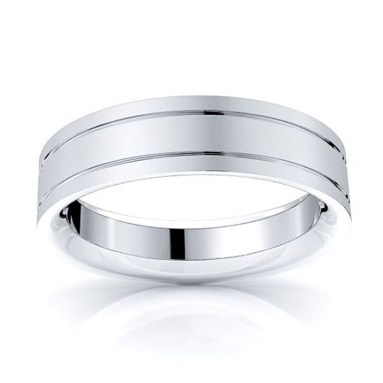 Solid 6mm Stylish Carved Comfort Fit Wedding Band