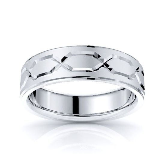 Solid 7mm Chain Design Comfort Fit Wedding Band