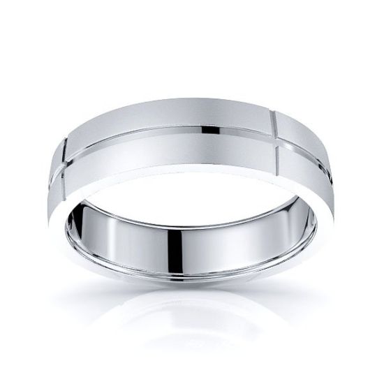 Solid 6mm Contemporary Carved Comfort Fit Wedding Ring