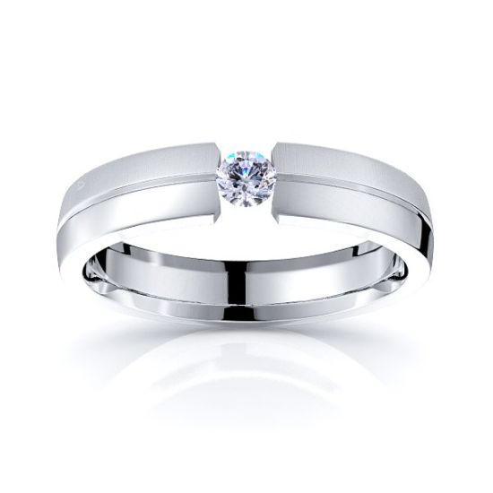 Solid Snow Diamond Wedding Ring 0.10 Carat 4mm Comfort Fit