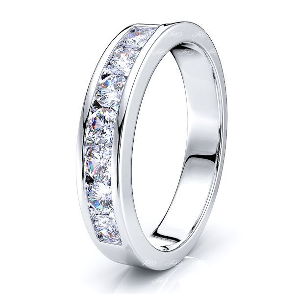 Adalina 7 Stone Channel Set Anniversary Ring - 0.49 ctw Carat Round Cut ...